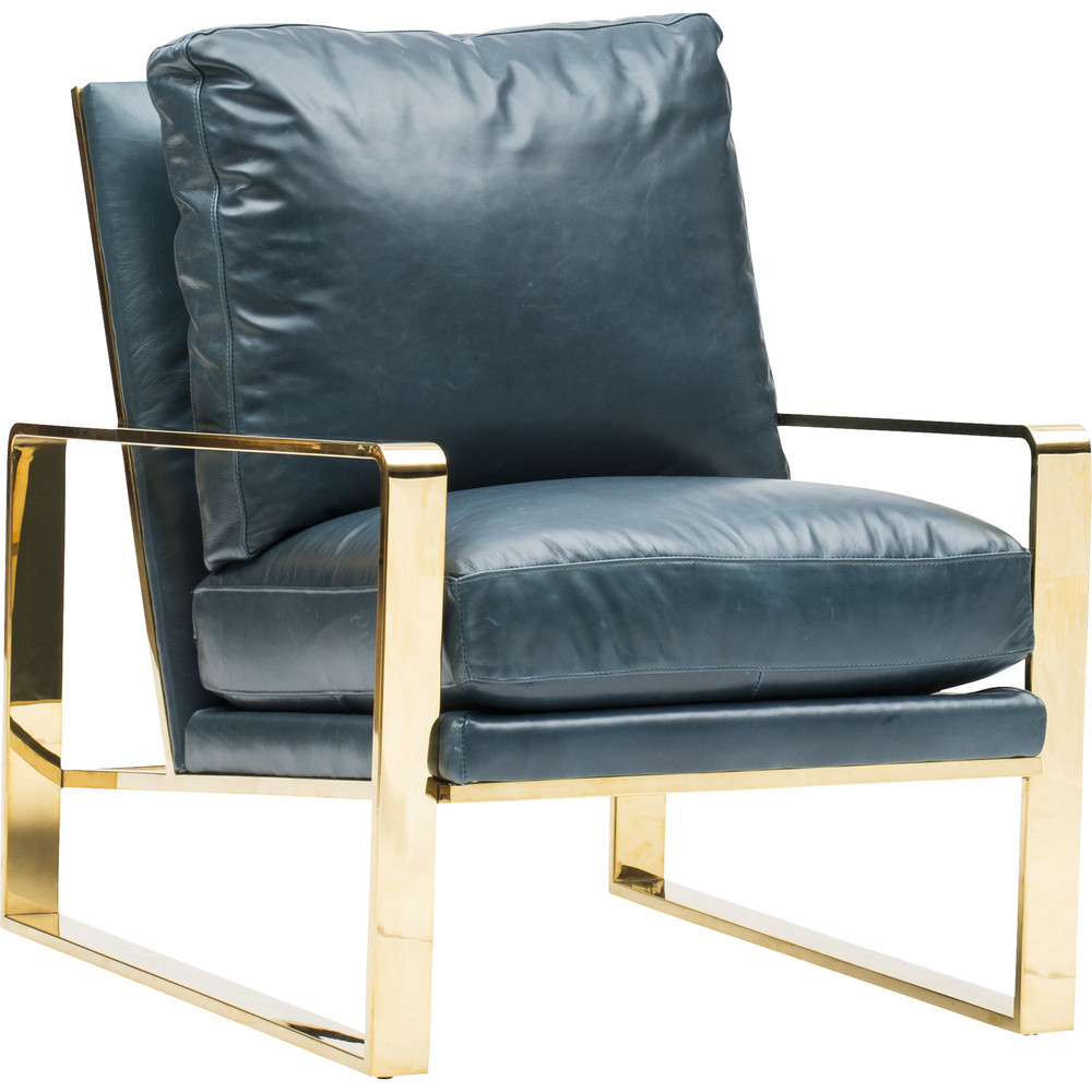 Dorwin Leather Chair, Turquoise